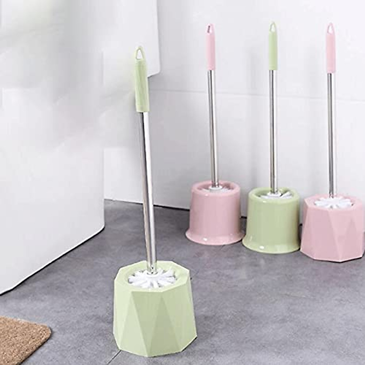 TULSIE Toilet Brush 1Pcs Toilet Brush and Holder Set,Anti-drip Set Toilet Bowl Cleaner Brush,Durable Bristles Deep Cleaning Compact Bathroom Brush Save Space Good Grip Anti-Drip(19.6in X5.5in) (Color