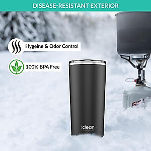The Clean Hydration Company Tumbler Insulated with Lid, Double-Wall Vacuum, 20 Oz Travel, Office Tumbler, Hot & Cold Drinks, Ceramic Interior, Spill-Proof, BPA-Free, No Metal Taste
