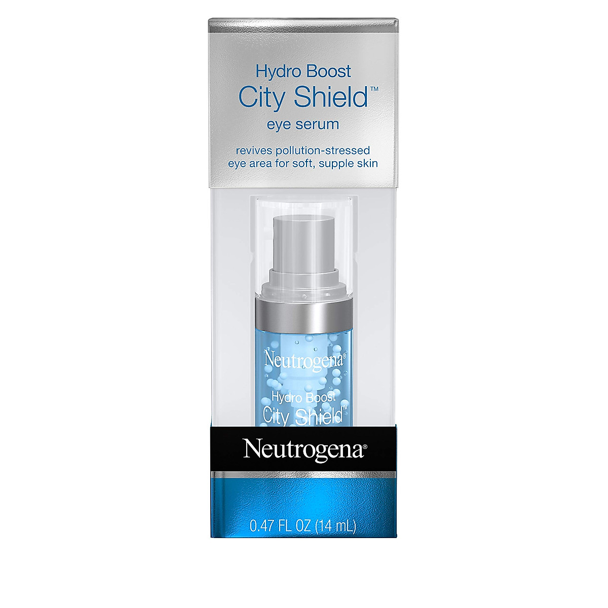 Neutrogena Hydro Boost City Shield Hydrating Eye Serum with Hyaluronic Acid, Antioxidants, and Multivitamin Capsules for Pollution Stressed Skin, Oil-Free and Non-Comedogenic,.47 fl. oz