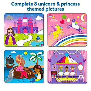 Skillmatics Art Activity - Dot It Unicorns & Princesses, No Mess Sticker Art for Kids, Craft Kits, DIY Activity, Gifts for Boys & Girls Ages 3, 4, 5, 6, 7, Travel Toys