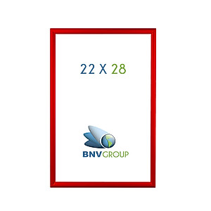 BNV Aluminum Front Load Snap Poster/Picture Frame, Red, 22x28 Inches, 1'' Profile, Wall Mounting, Portrait and Landscape Mode, Easy Installation, Anti-Glare, PVC Cover, Lightweight