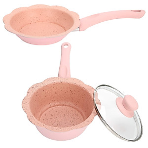 Alvinlite 2PCS Non-Stick Sauce Pan Set with Lid, Mini Fry Pan & Mini Sauce Pan Easy to Clean, Small Kitchen Pots Induction Pot for most Stoves for Home Kitchen Restaurant Baby Milk