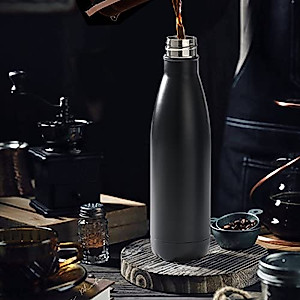 Olerd 17oz Smart Coffee Thermoses, Insulated Stainless Steel Water Bottle with LCD Touch Screen, Keep Hot Or Cold, Car Portable Travel Tea Coffee Vacuum Cup, Great for Travel, Picnic& Camping(Black)