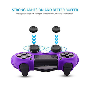 CHINFAI PS4 Controller DualShock4 Skin Grip Anti-Slip Silicone Cover Protector Case for Sony PS4/PS4 Slim/PS4 Pro Controller with 8 Thumb Grips (Purple)