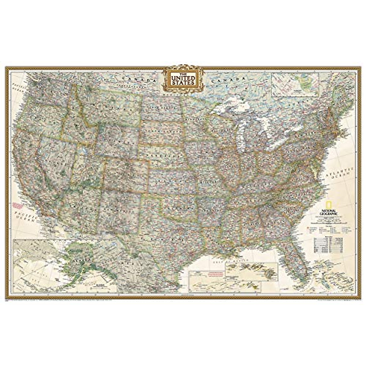 National Geographic United States Wall Map - Executive (Poster Size: 36 x 24 in) (National Geographic Reference Map)