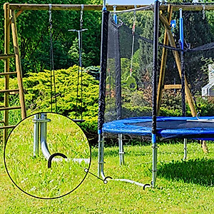 VASGOR 12” x 2” Trampolines Wind Stakes Black Powder Coated Rebar Steel - Heavy Duty U Shape Ground Anchors for Camping Tent - Garden Staples – Trampoline Pins - Sharp End (8)