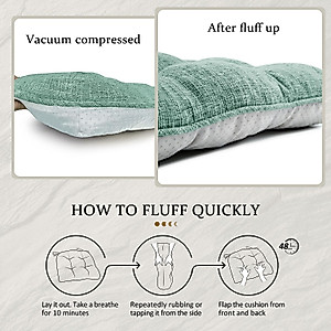 LOVTEX Kitchen Chair Cushions Set of 4, Non-Slip Chair Cushions for Dining Chairs, Shredded Memory Foam Chair Pads with Ties, Tufted Dining Chair Cushions, 15.5" x 15.5", Green