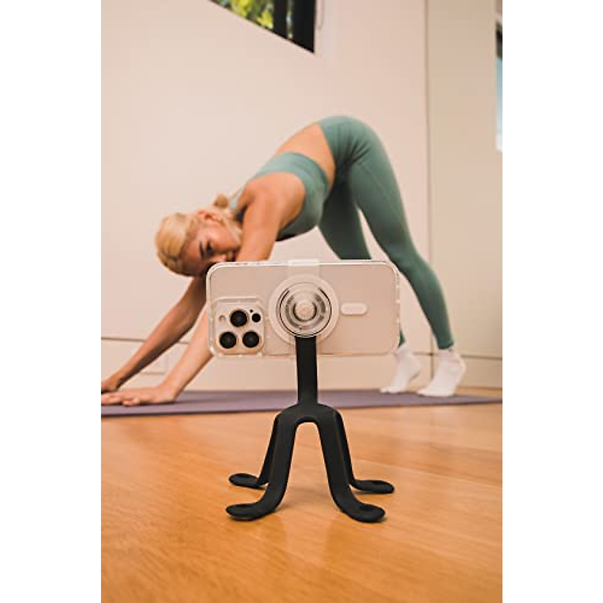 PopSockets: Flexible Phone Mount & Stand, Phone Tripod Mount, Universal Device Mount - Black
