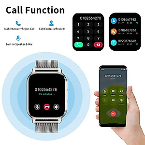 Popglory Smart Watch Call Receive/Dial, 1.85'' Smartwatch with AI Voice Control, Blood Pressure/SpO2/Heart Rate Monitor, Fitness Tracker Watch with 2 Straps for Men & Women iOS & Android Phones