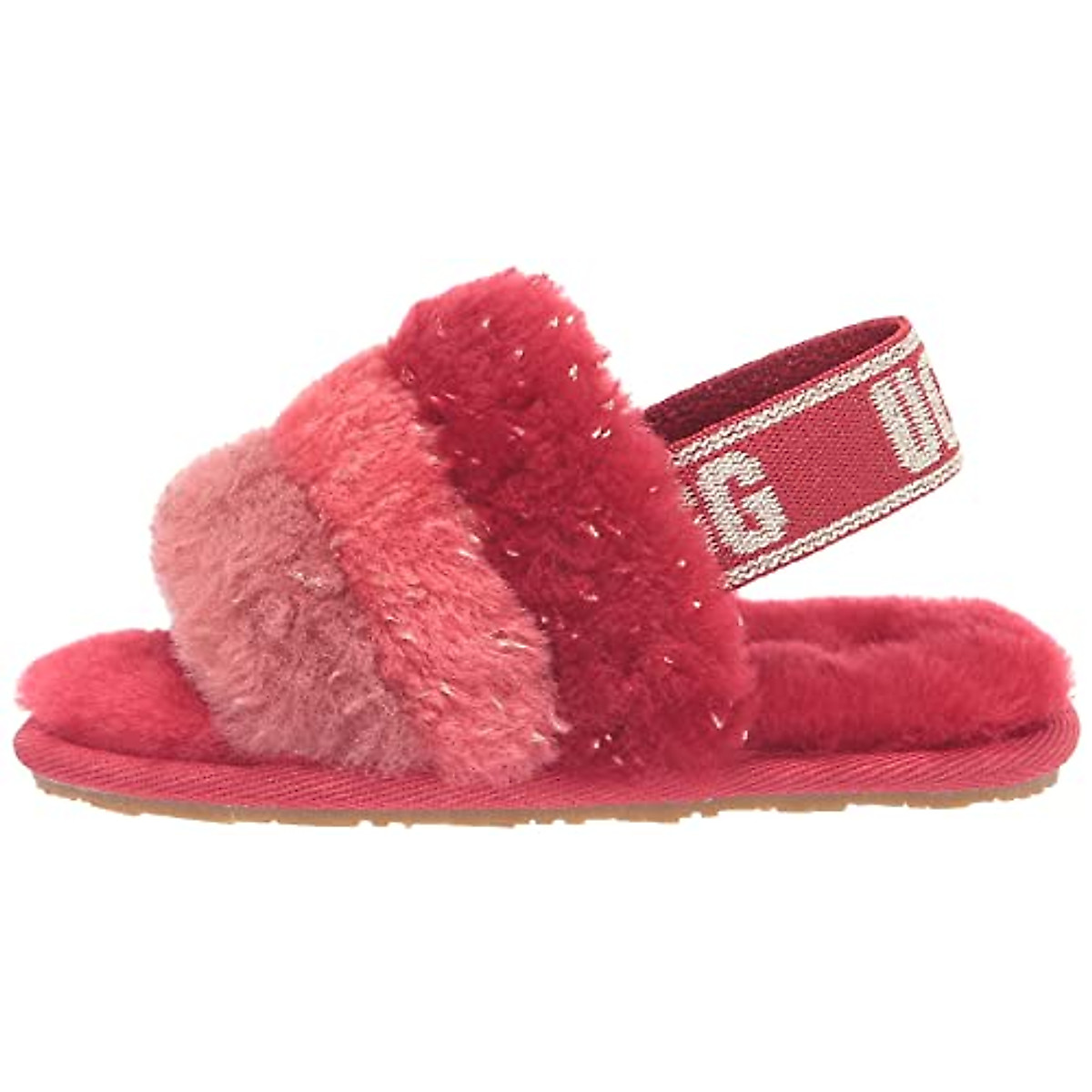 UGG Girls T Fluff Yeah Metallic Sparkle Slipper, Red Multi, 12 Little Kid
