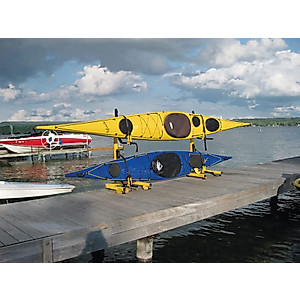 Suspenz Kayak Storage Rack, 2-Boat Free Standing Kayak, Canoe, SUP Deluxe Storage Rack, Indoor & Outdoor, Yellow, 48" x 24" (11-0203)