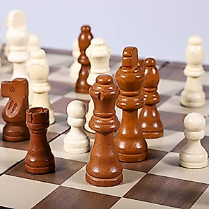 Anzid 15" x 15"Chess,Magnetic Suction Chess,2 Queen Chess Checkers 2-in-1 Chess Board Set,Portable Folding Chess,Magnetic Suction Piece & Storage Box,Beginner Chess Sets for Children and Adults