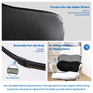 SHAKERINO Lumbar Support Pillow – Memory Foam Lumbar Pillow for Lower Back Support, Back Cushion with Strap for Pain Relief, Perfect Lumbar Support Pillow for Office Chair, Car Seat, Bed, Recliner