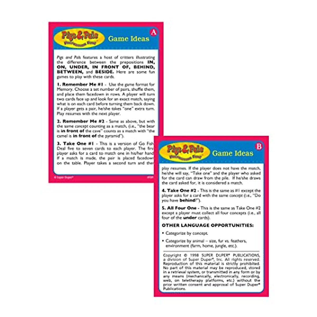 Super Duper Publications | Pigs & Pals Preposition Fun Deck Flash Cards | Educational Learning Resource for Children