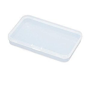 AKOAK Clear Polypropylene Rectangle Mini Storage Containers Box with Hinged Lid for Card,Accessories,Crafts,Learning Supplies,Screws,Drills,Battery,4.8" x 2.9" x 0.67",Pack of 4