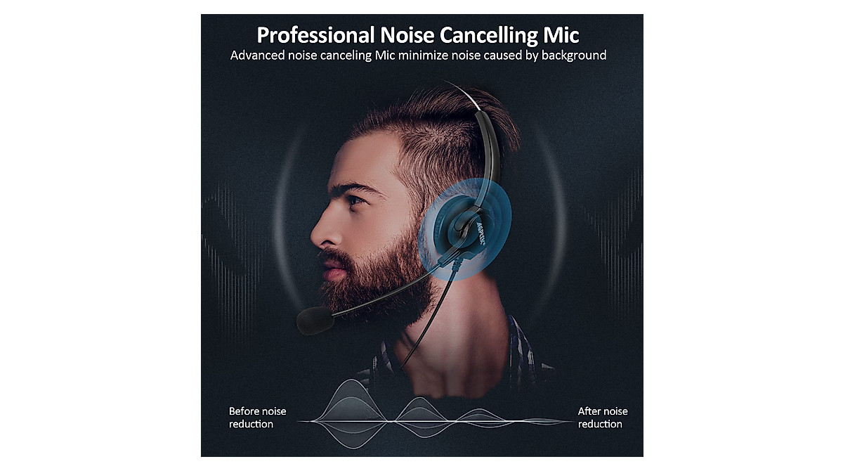 AGPTEK Noise Cancelling Headset for Desk Phones - Clear Talk & Comfort