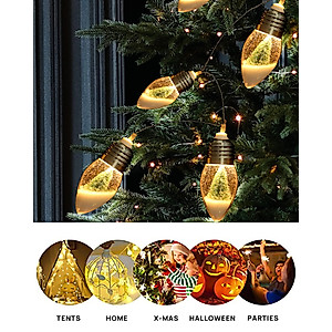 2Pcs Christmas Snow Globe String Lights Indoor Decorations 6.6 FT Battery Operated Powered String Lights for Christmas Tree Snow Scene in 20 Clear Bulbs Decor for Home Bedroom Fireplace Xmas Lights