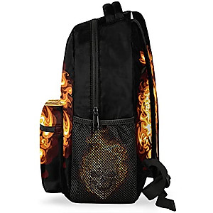 Funny Fire Gothic Skull Backpack for Girls Boys Kids 16inch Laptop Backpacks Lightweight Waterproof School Bookbag Travel Daypack Computer College Bag Gym Rucksack for Work School Women Men