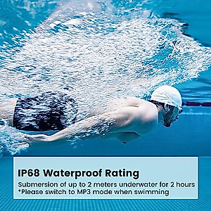 mojawa Run Plus Bone Conduction Headphones, IP68 Waterproof Swimming Headphones, Open Ear Bluetooth Headphones with Mic and 32GB MP3, Wireless Sports Headphone for Running, Swimming, Cycling, Black