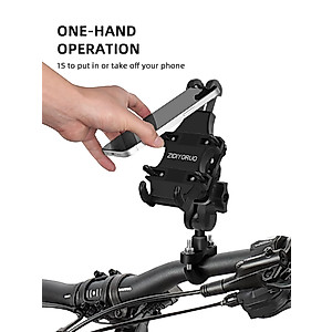 ZIDIYORUO Motorcycle Phone Mount with Vibration Dampener, One-Hand Operation Motorcycle Bike Phone Holder Holds 4.7"-7.1" Cell Phones on Handlebar, Cell Phone Holder for Bike Motorcycle Scooter ATV