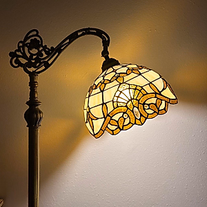 enjoy decor lamps Tiffany Floor Lamp Gold Stained Glass Baroque Style Lavender Arched Lamp Gooseneck Adjustable for Living Room Bedroom 20" W*12" D*63" H