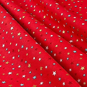 Andover/Makower UK Let It Snow Multi Stars Red, Quilting Fabric by the Yard