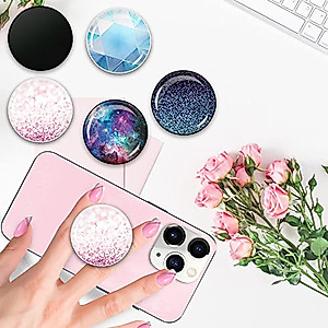 Cell Phone Stand Foldable Expanding Phone Sockets Finger Grip Holder for Smartphone and Tablets - Glitter Pink