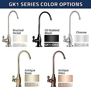 iSpring GK1-BN Heavy Duty Reverse Osmosis Faucet, High Spout Kitchen Bar Sink Drinking Water Faucet, Contemporary Style RO Faucet, Brushed Nickel