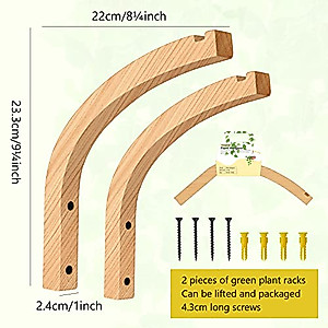 FGSAEOR Plant Hanger, Wall Planters for Indoor Plants, Wooden Wall Mounted Hanging Plant Hooks, Basket Hooks for Lanterns, Flower Bracket, Wind Chimes, Decoration (2-Pack,8-Inch)