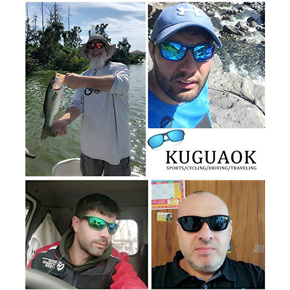 KUGUAOK Polarized Sports Sunglasses for Men Driving Cycling Fishing Sun Glasses 100% UV Protection Goggles