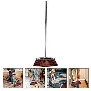 Zerodeko Cleaning Broom Lobby Broom Upright Broom with Long Handle Garbage Cleaning Supply for Sweeping Floor Garages Courtyard Sidewalks Decks Brown
