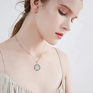 YFN Pentacle Necklace Sterling Silver Pentagram Pentacle Pendant Necklace Wiccan Jewelry for Women Men