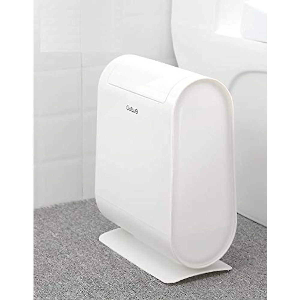 Modern Simple Design Bathroom Garbage Can Container with Lid and Plastics Bag Storage Dispenser Elegant Hygienic Wastebasket | Home Office Bedroom Kitchen Trash Bin Diaper Pail | Grey | 7L/1.8 Gal