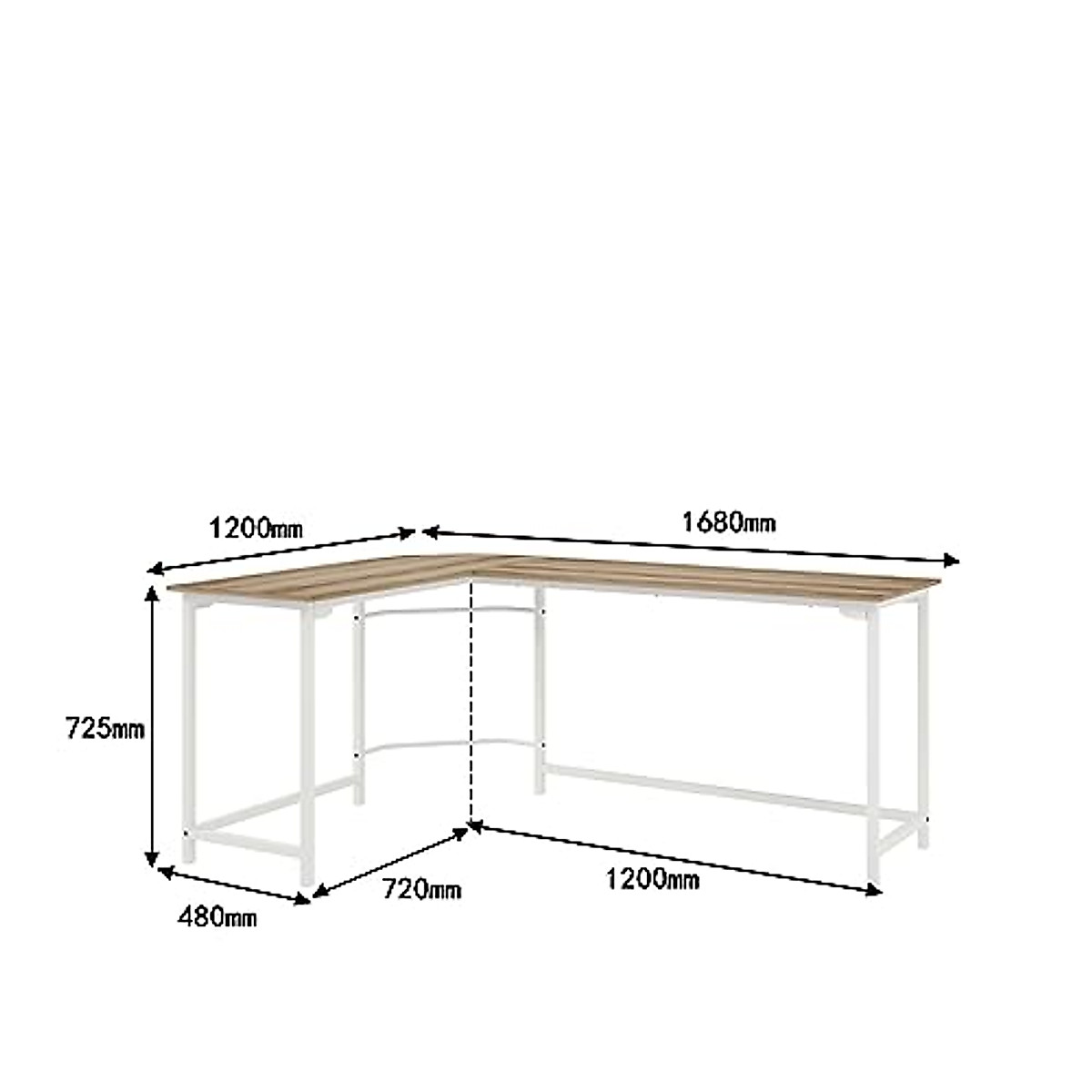 bzbbzc 47 Inches L Shaped Corner Desk,Sturdy Home Office Computer Desk Gaming Desk Writing Table Workstation Space Saving Easy Assembly White