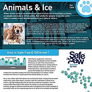 Safe Paw, Dog/Child/Plant Pet Safe Ice Melt with Traction Agent, 8lb, 100% Salt-Free/Chloride-Free, Non-Toxic, No Concrete Damage, Fast Acting, Lasts 3X Longer