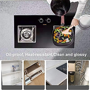 CYHOMELIFE Self Adhesive Shelf Liner Drawer Liner,Kitchen Backsplash Wallpaper Peel and Stick Aluminum Foil Contact Paper Self Adhesive Oil-Proof Heat Resistant Wall Sticker for Countertop Drawer