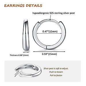 Sterling Silver Hoop Earrings for Women, Huggie Earrings Cartilage Hoop Earring Hypoallergenic Earrings Small Hoop Earrings Ear Cuffs for Women Men