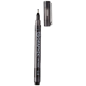 Derwent Graphite Pens, Graphik Line Maker Drawing Pens, Black, 6 Pack (2302206)