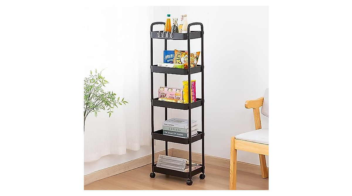 Gagee 5 Tier Rolling Cart with Wheels for Home & Office
