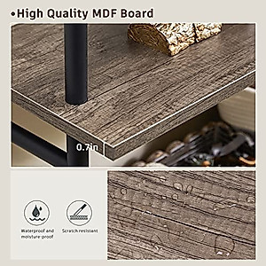 Realyoo Wall Mounted Bookshelf, 5 Tier Industrial Open Vintage Bookcase, Rustic Wood and Metal Book Shelf, Tall Modern Book Case for Office Home Living Room Bedroom - Oak Gray