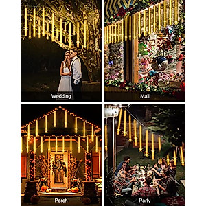 EAGWELL Outdoor Shower Lights, Warm White Meteor Shower Lights 50cm 10 Tube 540 LEDs Falling Rain Lights, Waterproof Meteor String Lights for Garden Yard Porch Wedding Party Christmas Tree Decor
