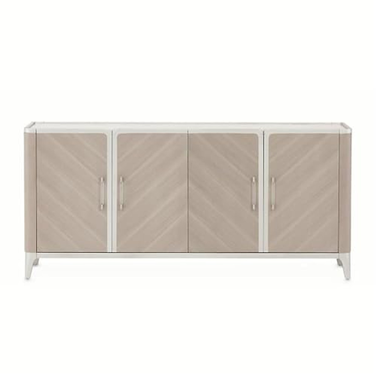 Michael Amini Lanterna Poplar Wood & Acrylic Sideboard in Silver Mist/Beige