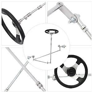 DNYSYSJ Steering Wheel Assembly 640mm Front Steering Gear Rack Joint Tie Rod & Wheel Assembly Tie Rod Ball Rack Joint Strut Knuckle Spindle Kit for 168cc Go Kart UTV ATV USA STOCK