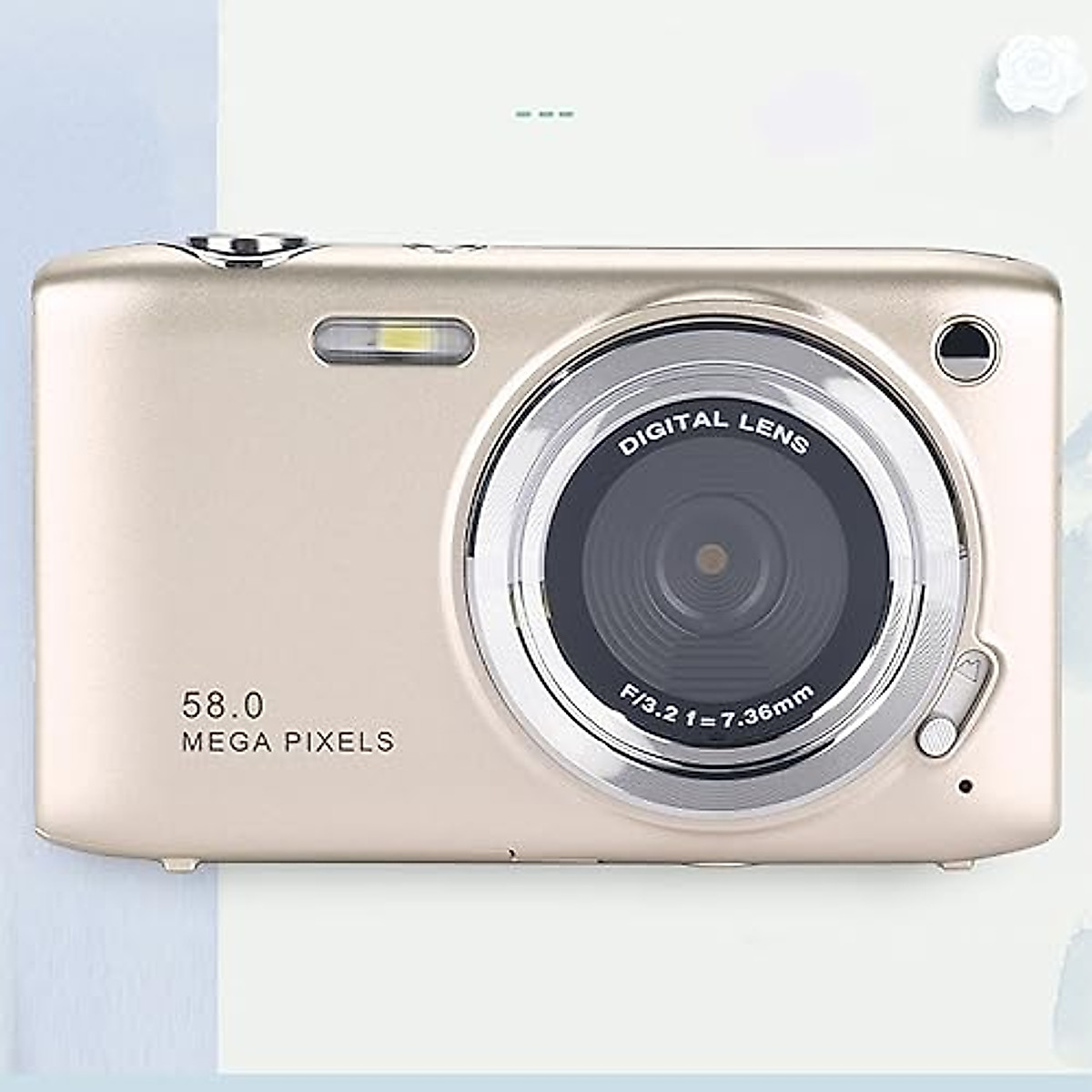 Teens Small Camera, 58MP 2.88 Inch IPS Screen 4K Digital Camera Automatic Beauty Mode 16X Zoom Slim and Lightweight for Vlogging (Gold)