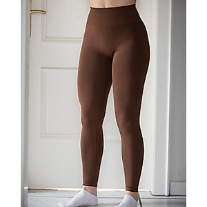 AUROLA Workout Leggings for Women Seamless Scrunch Yoga Pants Tummy Control Gym Fitness Sport Active Leggings 25'' (S, Dandelion Brown)