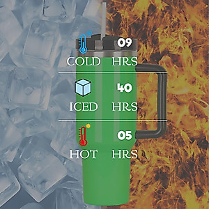 HIZEE Insulated 40oz Sublimation Tumbler with Handle&Straw &Lid - Cup holder Friendly Travel Mug-Stainless Steel Neon Tumbler Double Wall Spill Proof Water Bottle - Gifts for Women Men Him Her（green）