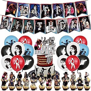 Singer Party Decorations Music Birthday Party Supplies with Happy Birthday Banner, Cake Topper , Balloons for Rock Singer Theme Birthday Party Decorations