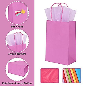 Moretoes 40pcs Gift Bags with 80 Tissues Papers, 8 Colors Bulk Party Favor Bags with Handles, Small Size Rainbow Gift Bags for Wedding, Baby Shower, Birthday, Party Supplies and Gifts