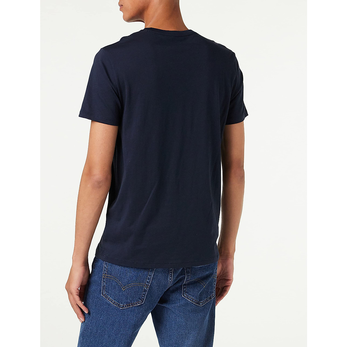 A|X Armani Exchange Men's Basic Pima V Neck Tee, Navy, X-Large