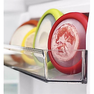 4-Piece Reusable Food Hugger Set - Avocado, Onion, Tomato, and Lemon Storage Containers for Fridge retain freshness